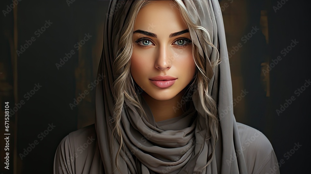 Portrait of islamic woman smiling. Pretty muslim girl. Beautiful asian ...