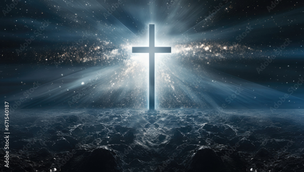 Cross with holy light in the background Stock Illustration | Adobe Stock