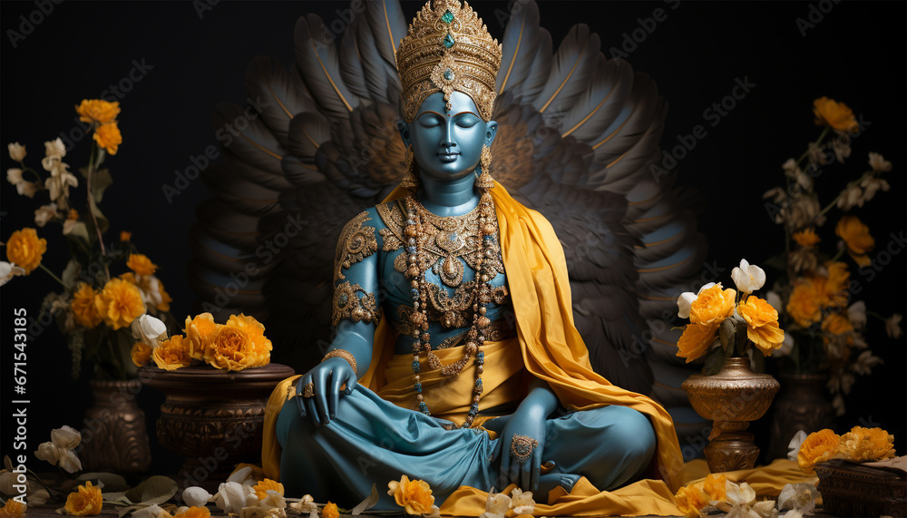 Hindu god. Vishnu, Indian lord of Hinduism. Hari god of ancient India ...