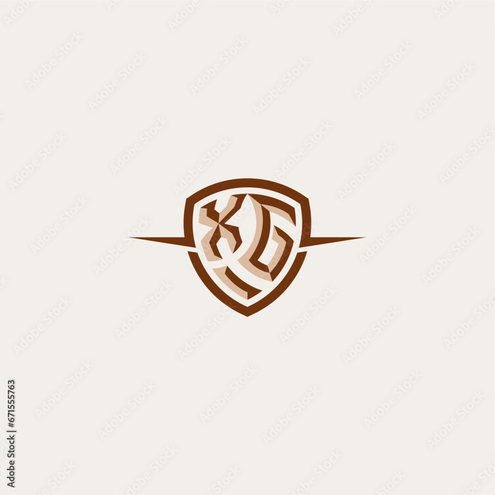 letter XG initial logo with shield graphic design cool concept design ...