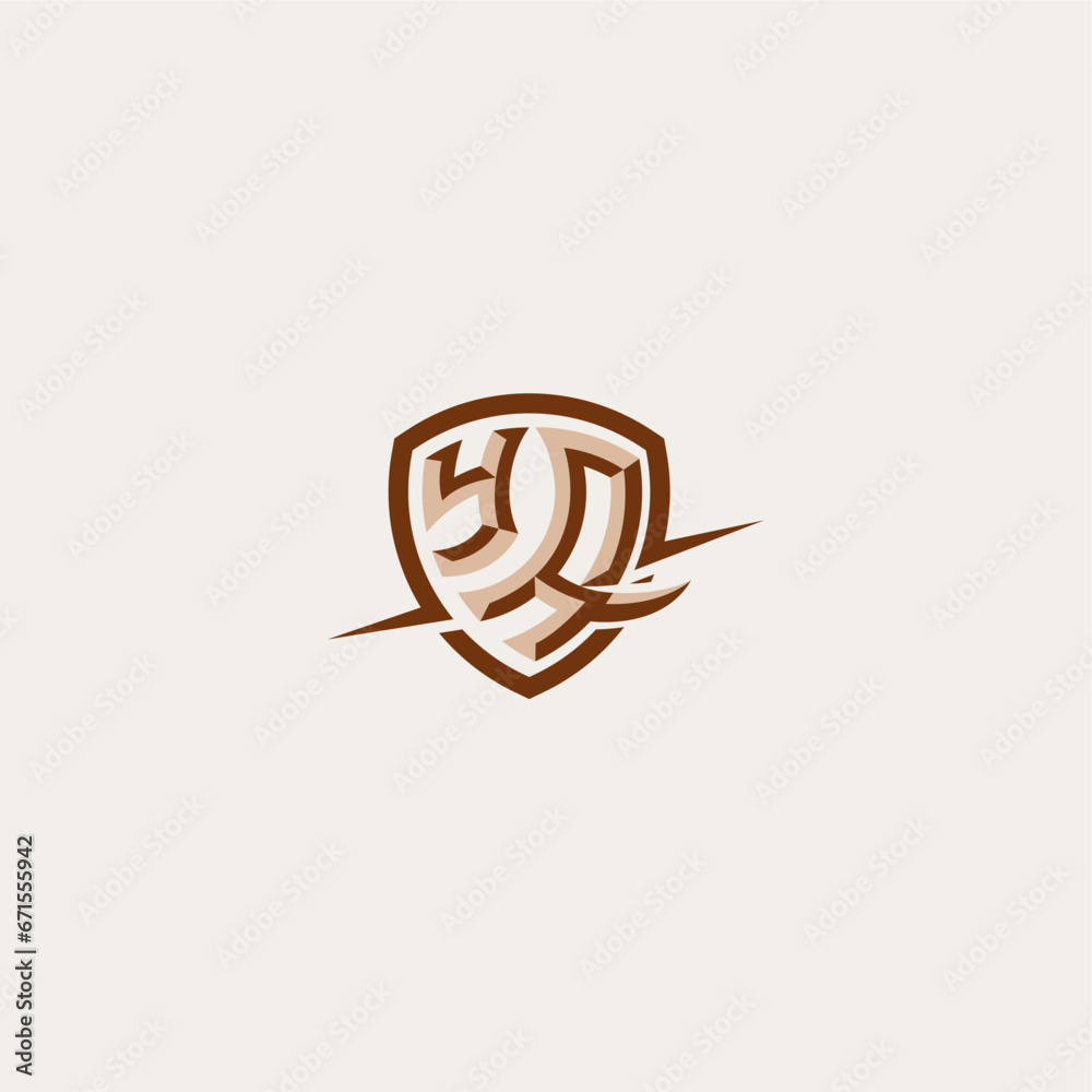 letter YA initial logo with shield graphic design cool concept design ...
