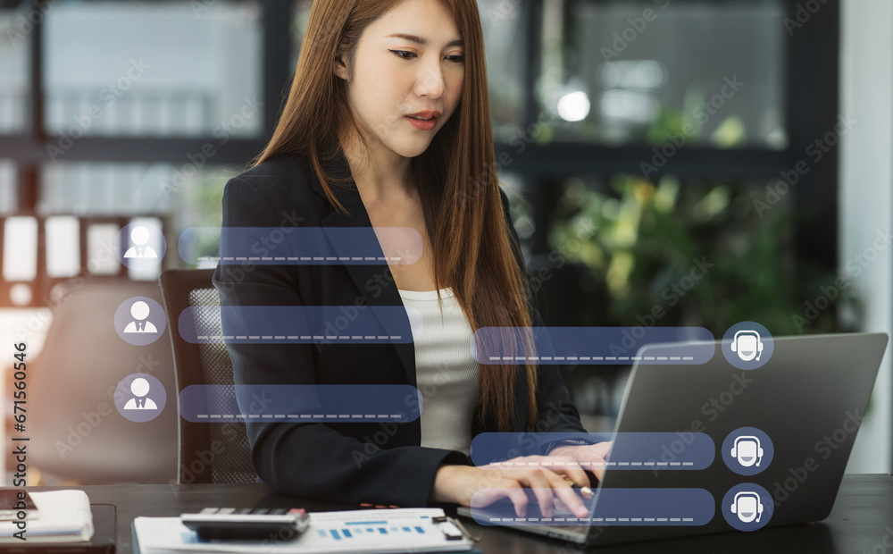 Woman online chatting with AI chat bot on smartphone. Artificial ...