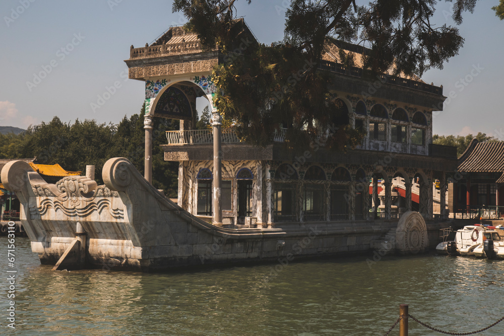 Marlbe boat in Summer Palace in Beijing. Imperial garden in the Qing ...