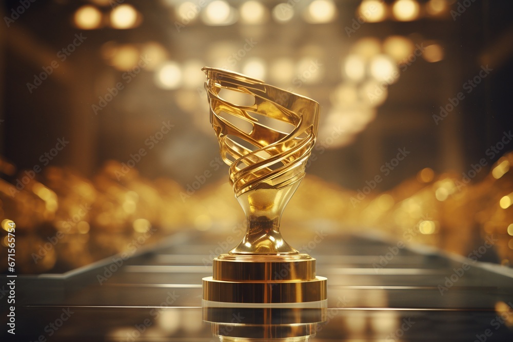Gold Award Trophy at Ceremony Stock Illustration | Adobe Stock