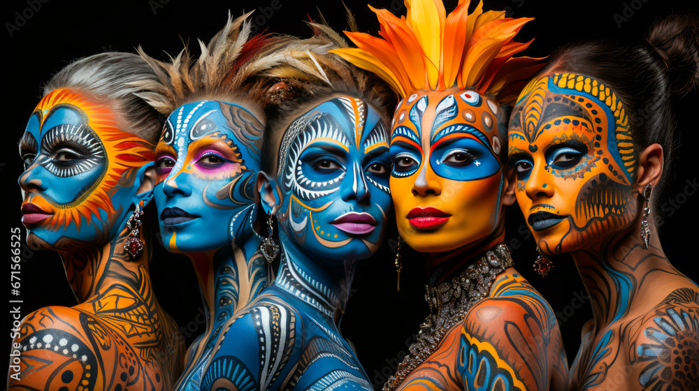 Artists fully painted at World Bodypainting Festival, Austria. Stock ...