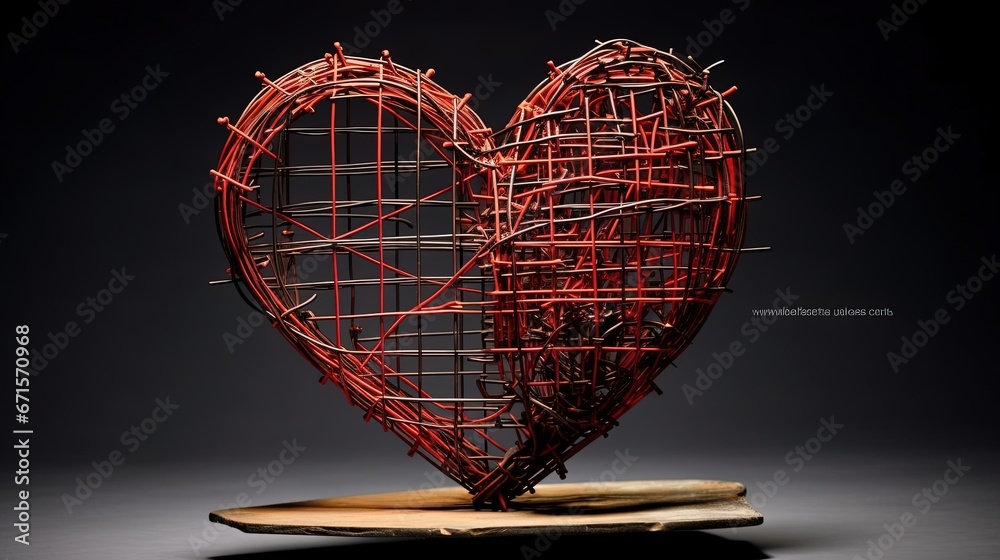 diorama of a sleek and minimalistic heart-shaped structure composed of ...