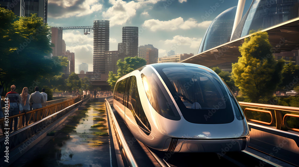 Futuristic City Advanced Transportation Realistic Illustration. Smart ...