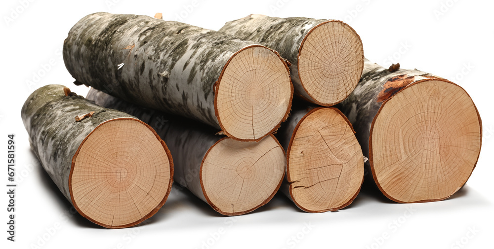 Fire logs isolated on white background. Whole logs for the fireplace ...