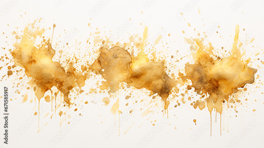 set watercolor and gold splash, isolated on white background. elegant ...