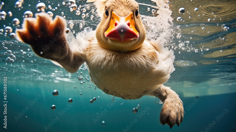 Duck feet swimming underwater with bubbles Stock Illustration | Adobe Stock