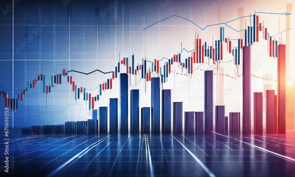 dynamic market chart depicts the steady increase of business stocks ...