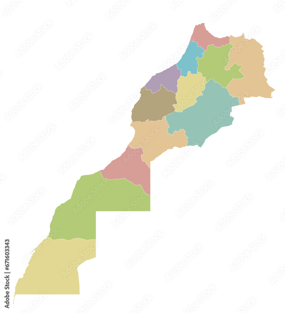 Vector blank map of Morocco with regions and administrative divisions ...