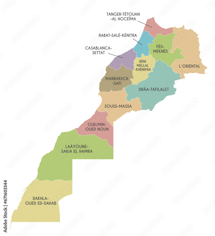 Vector map of Morocco with regions and administrative divisions ...