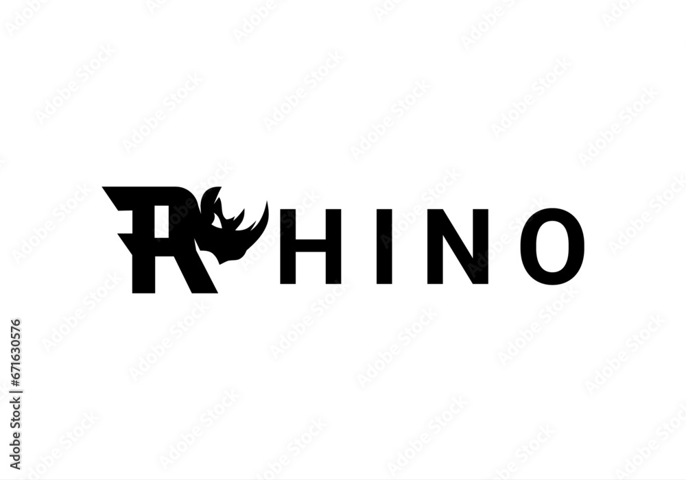 animal logo shillhouette, animal logo vector, blue rhino logo template ...