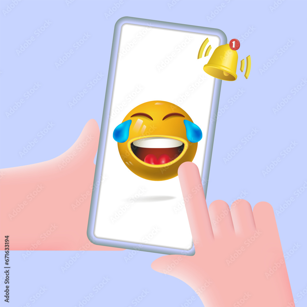 A new notification on your smartphone. The expression of a funny ...