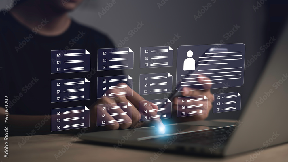 HR, Human resources management. Online and modern technology profession ...