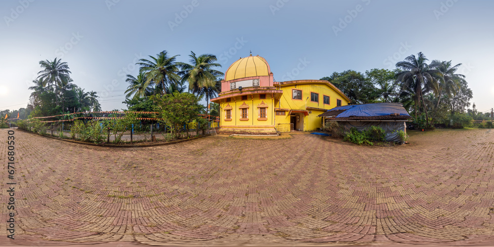 full hdri 360 panorama near hindu temple of goddess laxmi in jungle ...