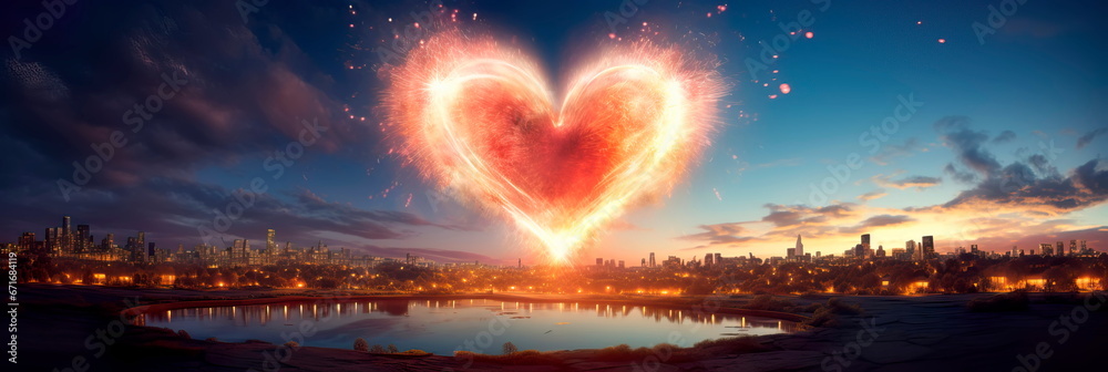 Heart-Shaped Fireworks: A fireworks display in the shape of a heart ...