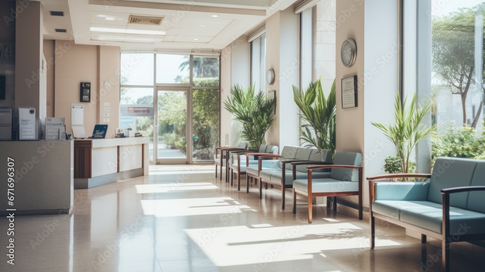 waiting area for patients with doctor appointments in modern healthcare ...