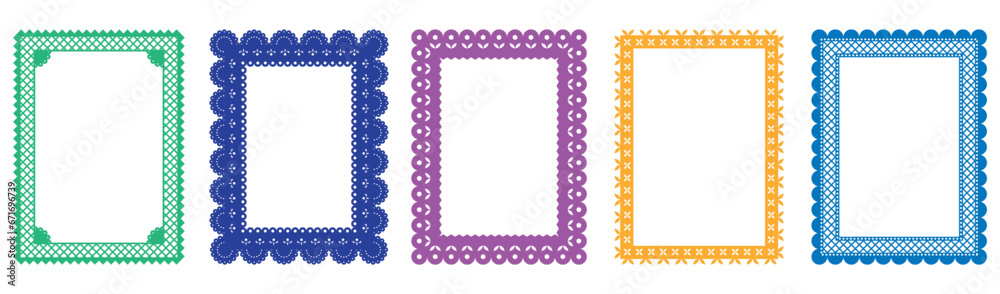 Papel picado rectangle frames. Traditional mexican style cut out ...
