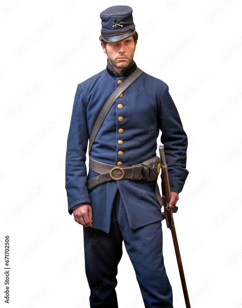 Civil war soldier - Blue uniform - Transparent PNG background. Blue cap ...