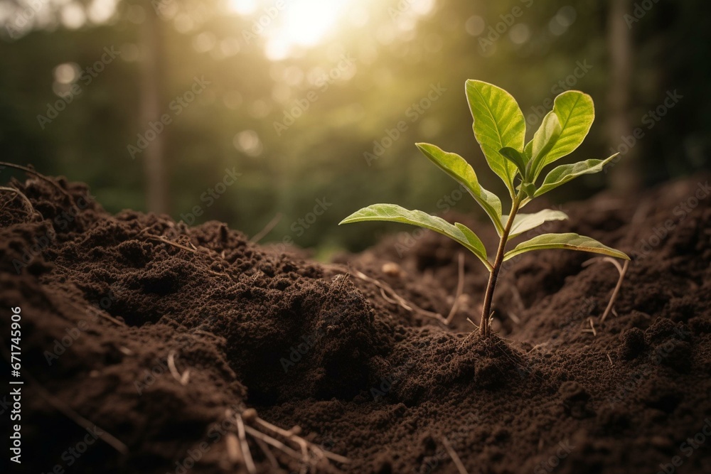 Nature-friendly, sustainable, plant growth representing reducing global ...