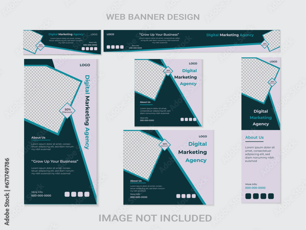 Web banner template design set layout with photo and text space ...