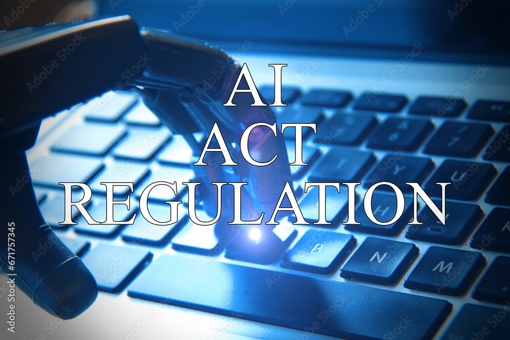 AI regulation symbol. Concept words AI artificial intelligence act ...