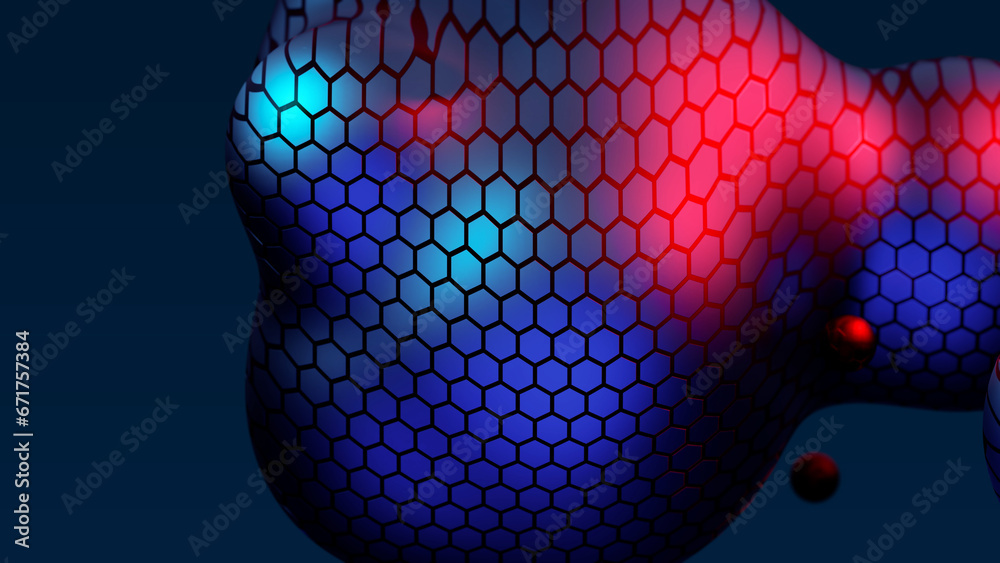 Abstract neon multicolored metaball with scale reptile texture meta ...