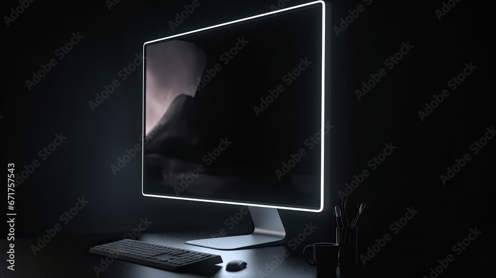 Computer monitor 3D model with a blank screen, Realistic 3D computer ...