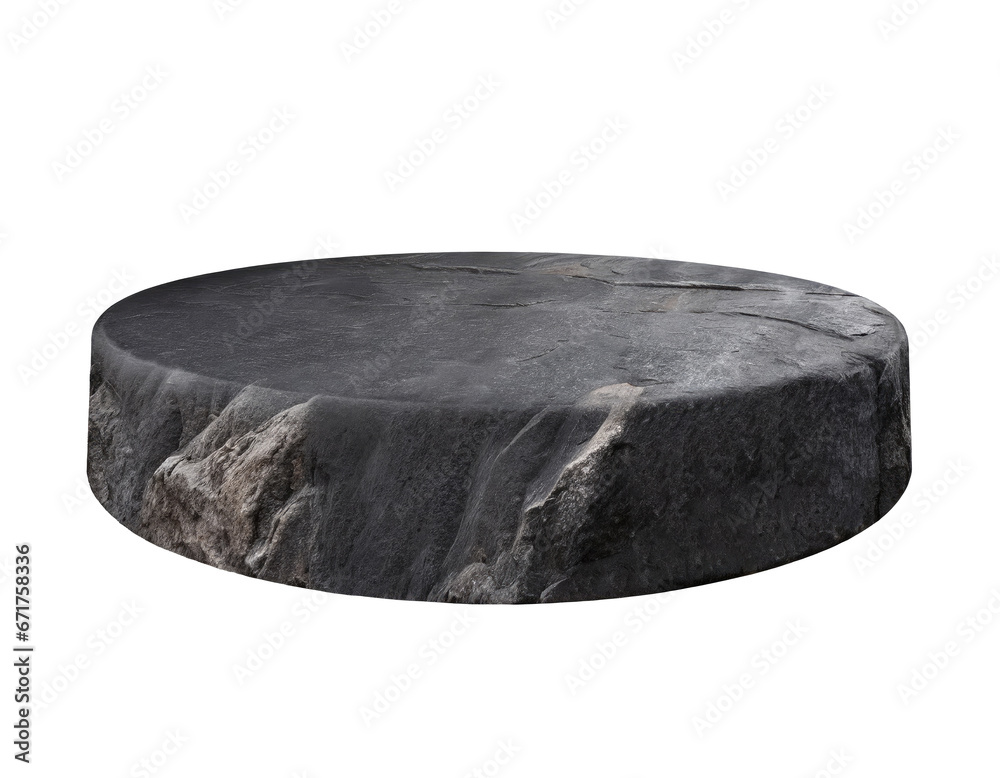 empty black rock round podium, modern pedestal and platform, stand ...