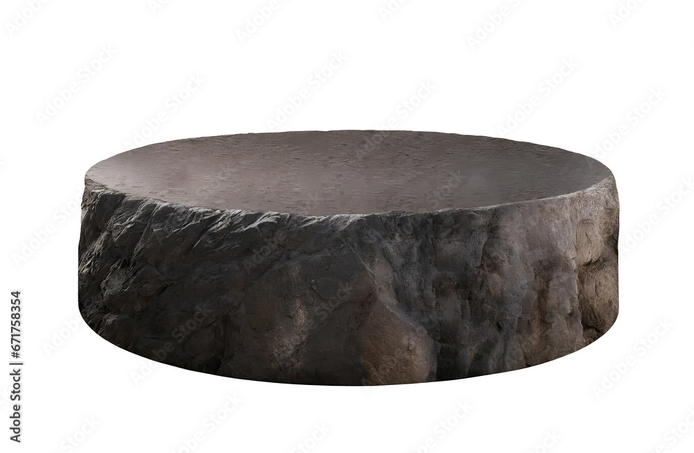 black rock round podium, modern pedestals and platforms, stand stages ...