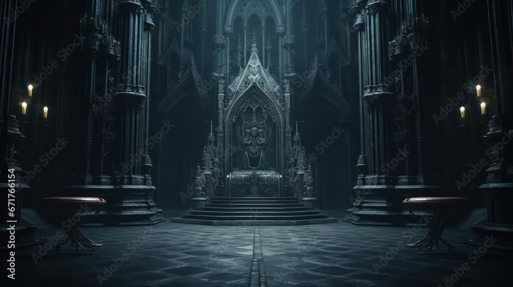 majestic throne room decorated with patterns in the gloom Stock ...