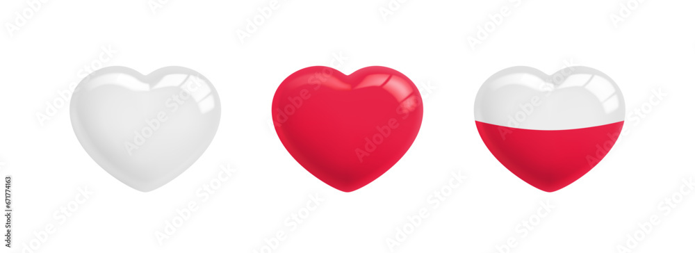 Poland Heart Symbol Set. Poland Flag Icon in the Shape of Heart ...