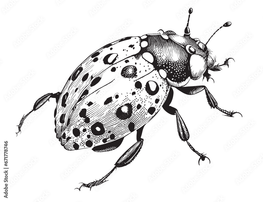 Ladybug insect hand drawn sketch in doodle style illustration Stock ...