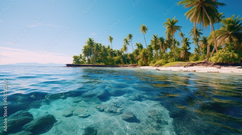 Separation of the image above and below the surface of the sea ...