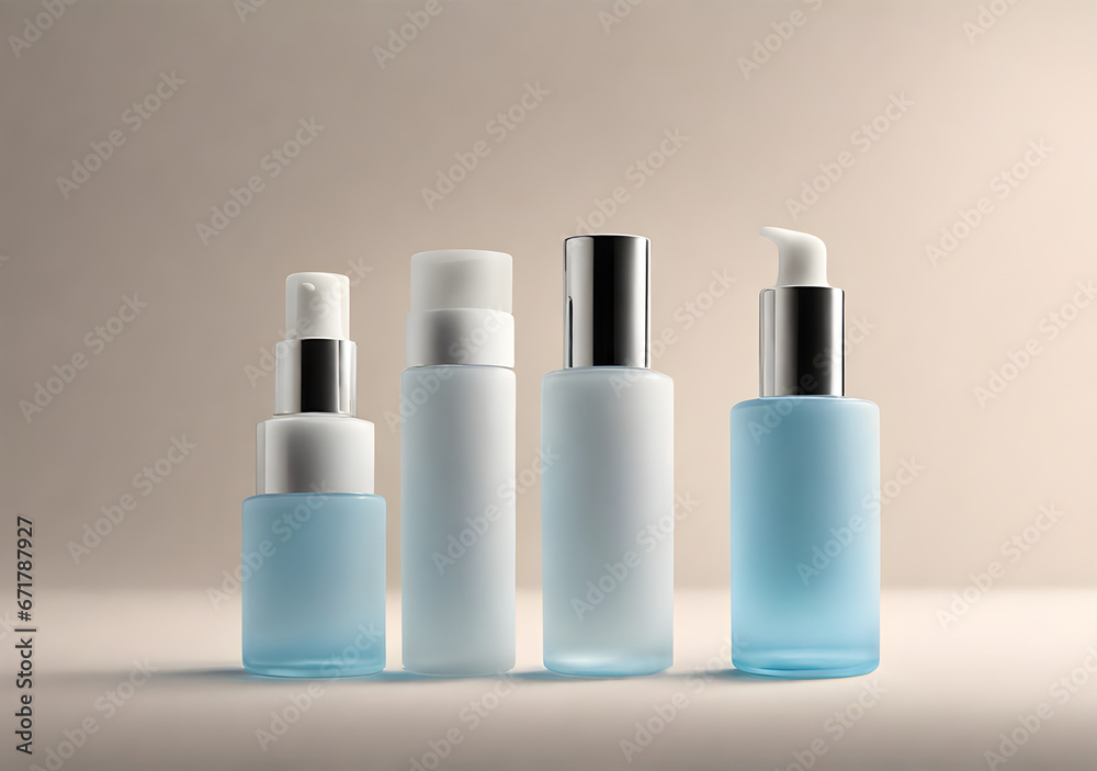 Modern minimalist facial cream bottles unlabelled bottles white and ...