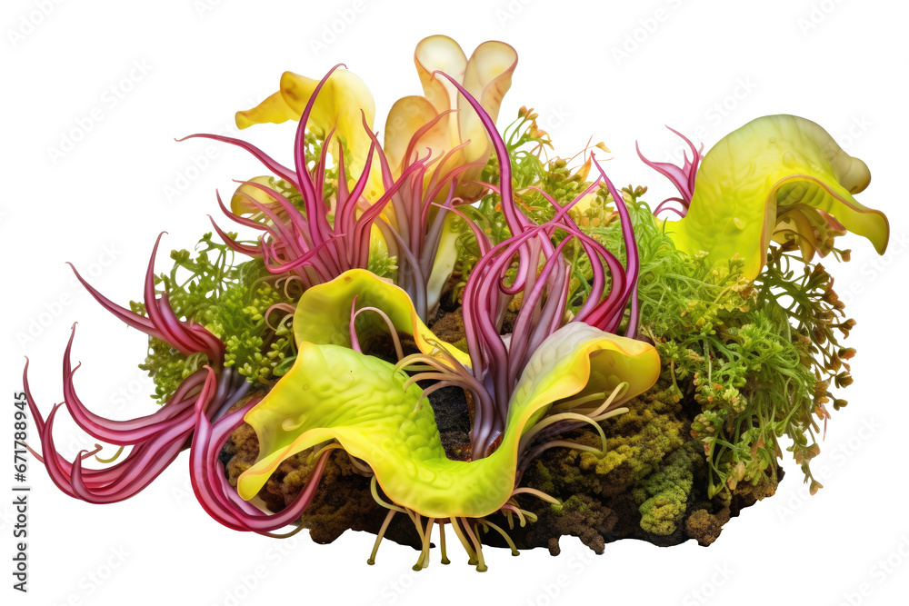 a marine coral reef of algae and moss plant, tropical lush . isolated ...