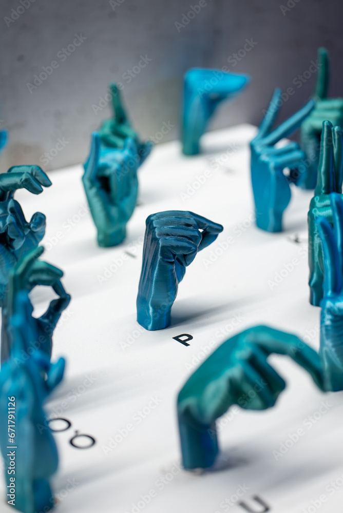 deaf language signs collection concept, hand and fingers alphabet ...