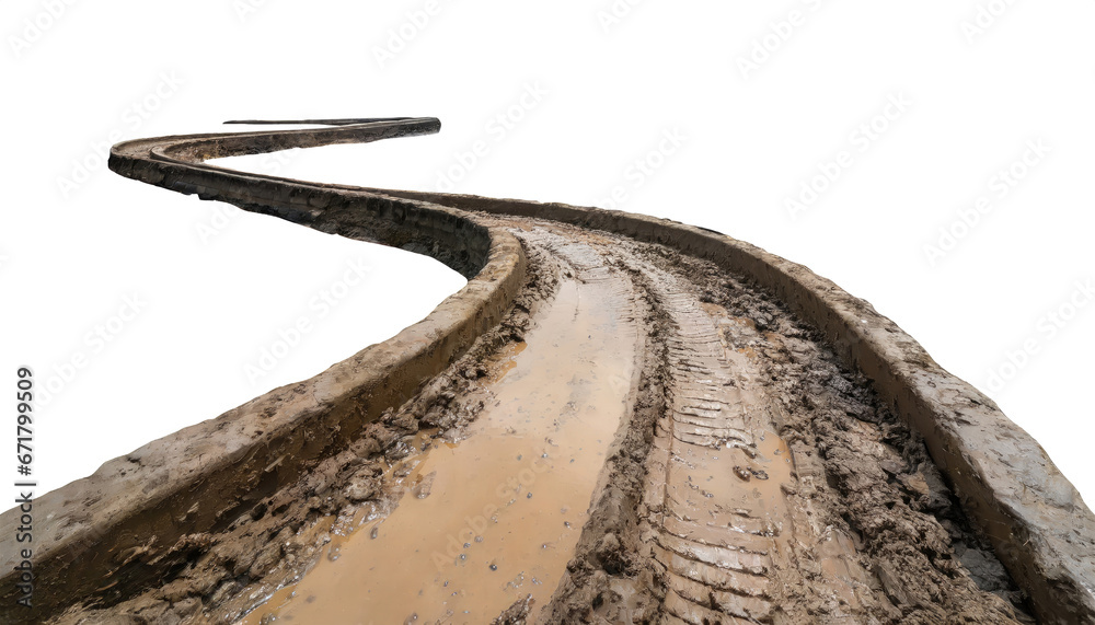 Country muddy road isolated on a transparent background. Road, path ...