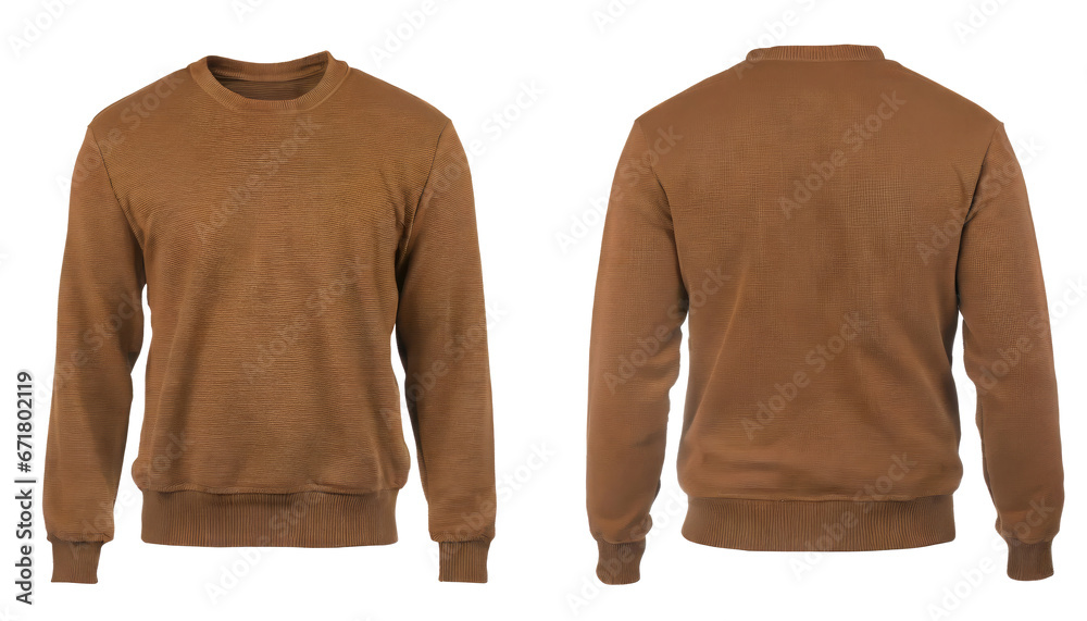 Brown sweatshirt templates. Pullovers with long sleeves, mockups for ...