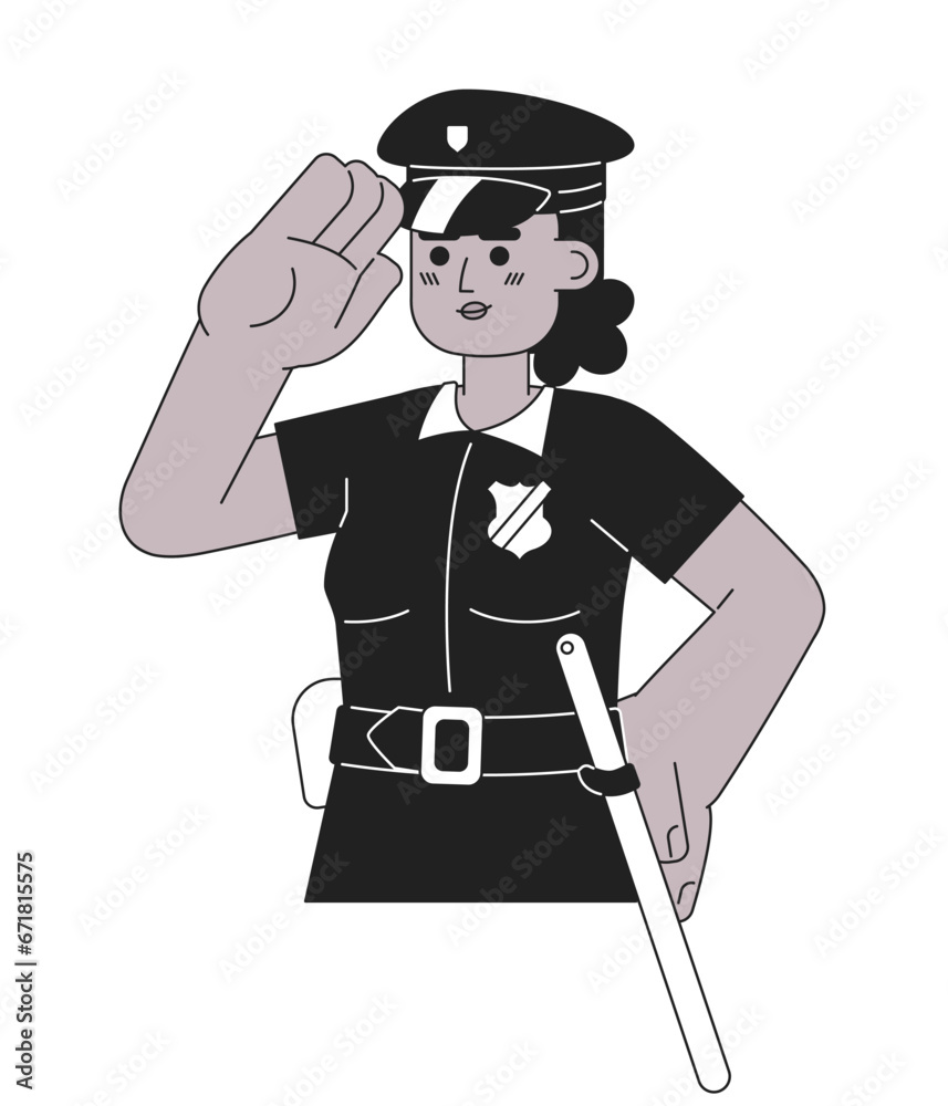 Detective police officer african american woman black and white 2D ...