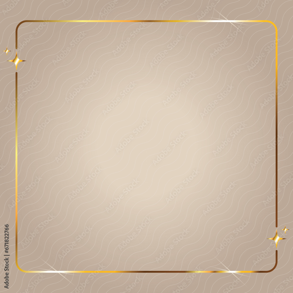 Elegant brown background with a shimmering golden frame. Modern cover ...