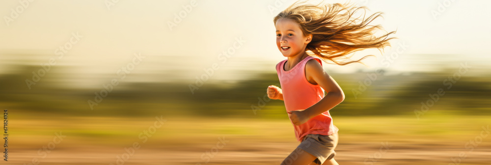 Little girl running fast with motion blur effect. Stock Photo | Adobe Stock