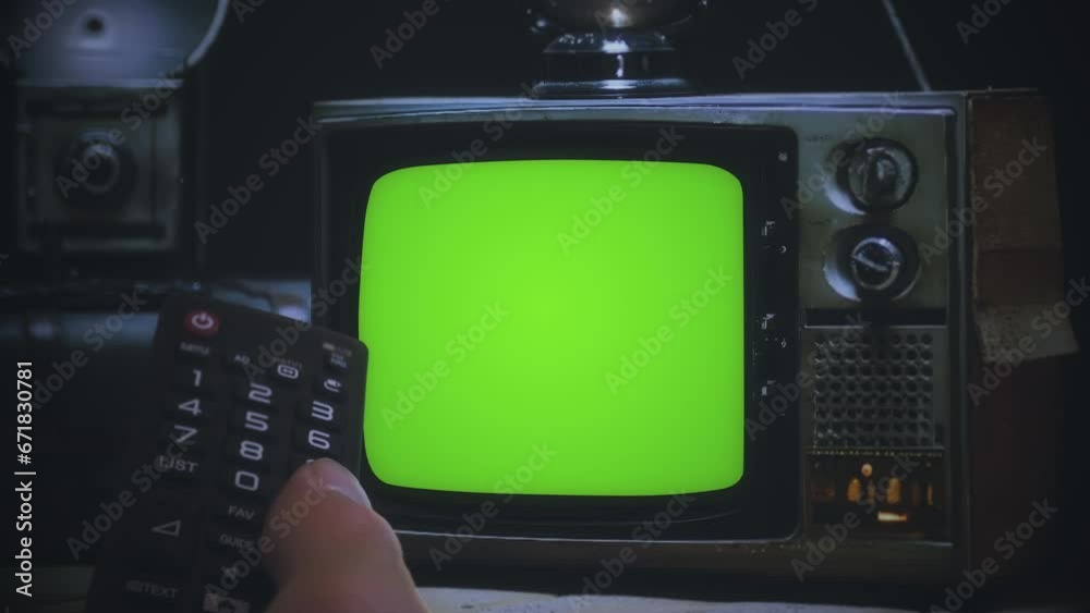 Changing Channels TV Green Screen Remote Control Retro Television Zoom ...