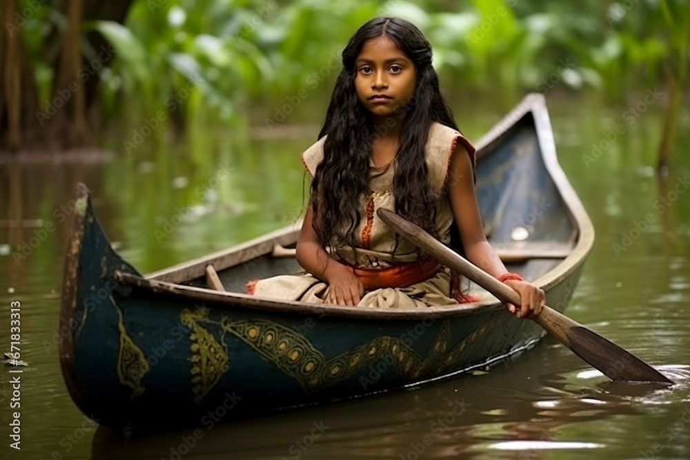 little girl in a canoe in the amazon Stock Photo | Adobe Stock