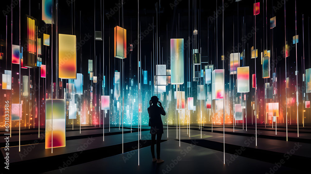Interactive digital art installation, technology picture, advanced ...