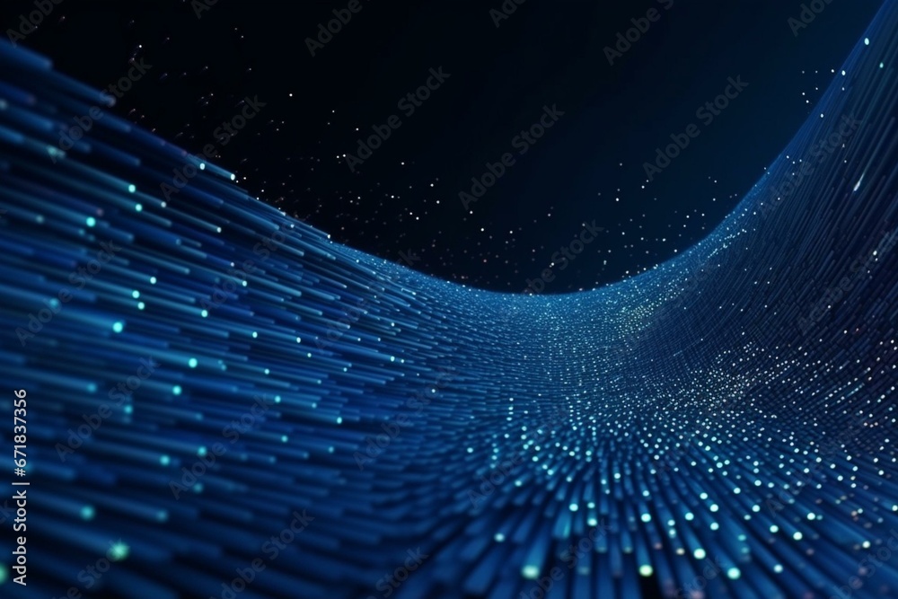 Abstract blue points background with falling particles and big data ...