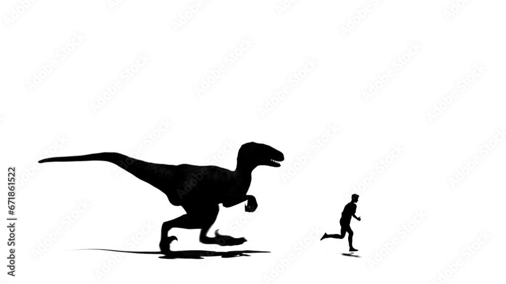Dinosaur chasing man silhouette Stock Video | Adobe Stock