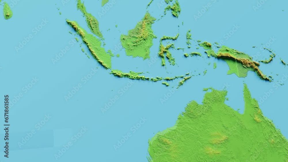 Indonesia Map 3D animated with Borders Stock ビデオ | Adobe Stock